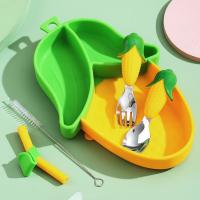 China Divided Corn Plate Set Silicone Baby Feeding Set Non Slip Suction Base for sale