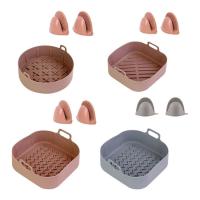 China Food Safe Silicone Kitchen Tool Easy Cleaning Air Fryer Pot Liners Reusable Basket for sale
