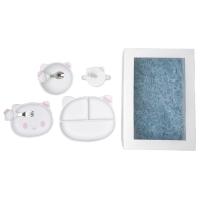 China Customized Sizes Cartoon Kitten Shape Baby Silicone Feeding Set Bpa Free for sale
