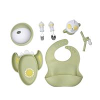 China Cartoon Character Shape Baby Silicone Bib Bowl Spoon Set Bpa Free for sale