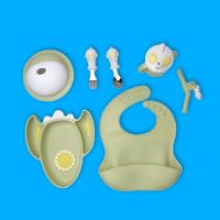China Cartoon Character Shape Baby Silicone Bib Bowl Spoon Set Bpa Free for sale