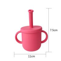 China Customized Strawberry Shape Silicone Sippy Cup Baby Feeding Set for sale