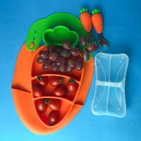 China Carrot Shape Silicone Baby Feeding Set Dinnerware Food Grade Eco Friendly for sale