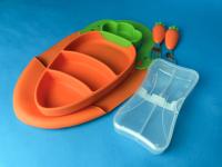 China Carrot Shape Silicone Baby Feeding Set Dinnerware Food Grade Eco Friendly for sale