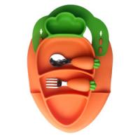 China Carrot Shape Silicone Baby Feeding Set Dinnerware Food Grade Eco Friendly for sale