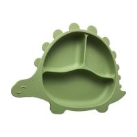 China Dinosaur Shape Silicone Eating Utensils Set Dishes Customized For Baby Feeding for sale