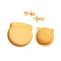 China Durable Mini Suction Plate And Bowl Set Silicone Bear Shape For Baby Feeding for sale