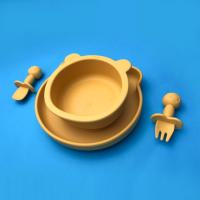 China Durable Mini Suction Plate And Bowl Set Silicone Bear Shape For Baby Feeding for sale