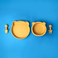 China Durable Mini Suction Plate And Bowl Set Silicone Bear Shape For Baby Feeding for sale