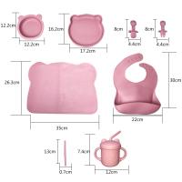 China Durable Silicone Baby Feeding Set 6 Pcs BPA Free Plates Straw Sippy Cup for sale