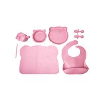 China Durable Silicone Baby Feeding Set 6 Pcs BPA Free Plates Straw Sippy Cup for sale