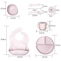 China Unbreakable Suction Baby Silicone Feeding Set 5pcs Food Grade With Sippy Cup for sale