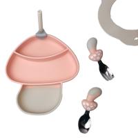 China ISO9001 Approved Silicone Baby Feeding Set Plate Mushroom Carrot Shape BPA Free for sale