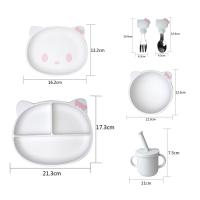 China 6pcs Silicone Baby Feeding Set Kitten Shape BPA Free Suction Bowls And Plates for sale