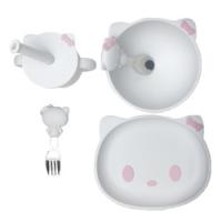 China 6pcs Silicone Baby Feeding Set Kitten Shape BPA Free Suction Bowls And Plates for sale
