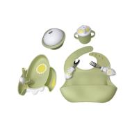 China Customized Silicone Baby Feeding Set Food Grade Bib And Bowl Set With Spoon for sale