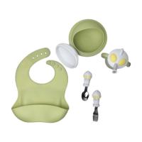 China Customized Silicone Baby Feeding Set Food Grade Bib And Bowl Set With Spoon for sale