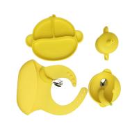 China Practical Silicone Baby Feeding Set Tableware Cartoon Monkey Shape Food Grade for sale