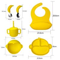 China Practical Silicone Baby Feeding Set Tableware Cartoon Monkey Shape Food Grade for sale