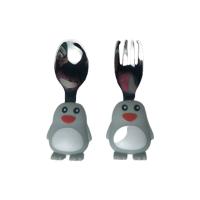 China OEM Silicone Baby Feeding Set Penguin Shape Food Grade With Spoon for sale