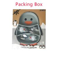 China OEM Silicone Baby Feeding Set Penguin Shape Food Grade With Spoon for sale