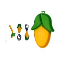 China 3pcs Silicone Baby Feeding Plate Set Food Grade Corn Shape Customized Size for sale
