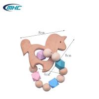China Baby Bead Silicone Wood Teether Diy Handmade Pony Shape Easy To Clean Customized for sale