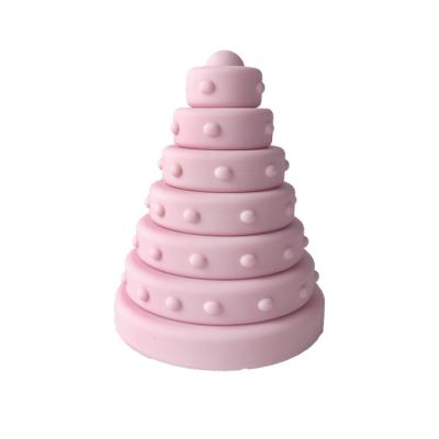 China Lead Free Silicone Stacking Toy Food Grade Early Learning Toys For Infants for sale