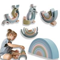 China Educational Infant Stacking Toy BPA Free Rainbow Silicone Stacker Food Grade for sale