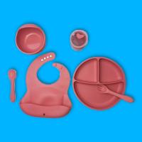 China Eco Friendly Silicone Baby Feeding Plate BPA Free Infant Kids Suction Dinner Set for sale