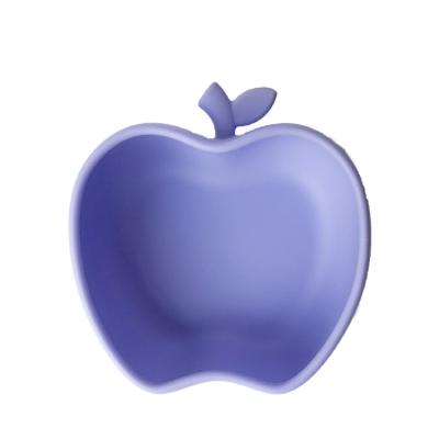 China Suction Silicone Baby Tray Apple Shape Food Grade Self Feeding Bowl Eco Friendly for sale