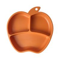 China Apple Shape Silicone Baby Tray Custom Suction Feeding Plate Set for sale