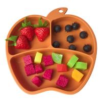 China Apple Shape Silicone Baby Tray Custom Suction Feeding Plate Set for sale
