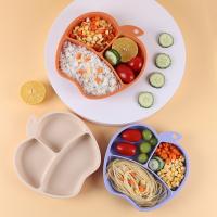 China Apple Shape Silicone Baby Tray Custom Suction Feeding Plate Set for sale
