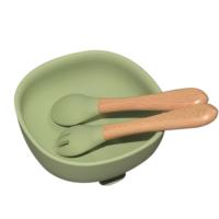 China Silicone Baby Tray Silicone Bowl Baby Customized  New Arrivals Round Shape Bpa Free  With Spoon for sale