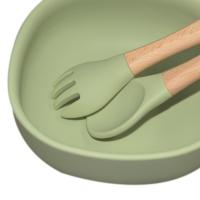 China Silicone Baby Tray Silicone Bowl Baby Customized  New Arrivals Round Shape Bpa Free  With Spoon for sale