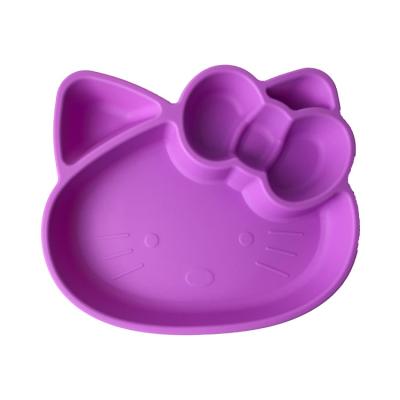 China Cartoon Kitten Shape Silicone Feeding Sets Bpa Free Baby Plates for sale