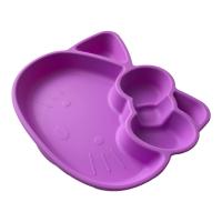 China Cartoon Kitten Shape Silicone Feeding Sets Bpa Free Baby Plates for sale