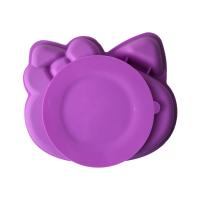 China Cartoon Kitten Shape Silicone Feeding Sets Bpa Free Baby Plates for sale