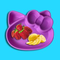 China Cartoon Kitten Shape Silicone Feeding Sets Bpa Free Baby Plates for sale