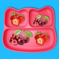 China Silicone Suction Plate Oem Customized Food Grade Cat Shape Kids Feeding Set Baby for sale