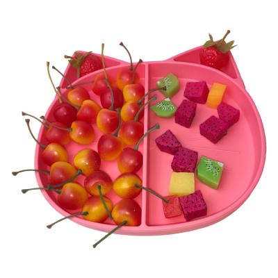 China Baby Training Feeding Silicone Plate Hot Selling Customized Bpa Free Cat Shape for sale