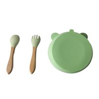 China ODM Silicone Baby Tray Bear Shape Feeding Suction Bowl And Spoon Microwave Safe for sale