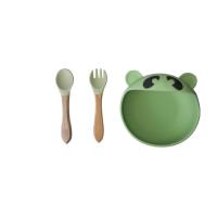 China ODM Silicone Baby Tray Bear Shape Feeding Suction Bowl And Spoon Microwave Safe for sale
