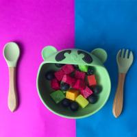 China ODM Silicone Baby Tray Bear Shape Feeding Suction Bowl And Spoon Microwave Safe for sale