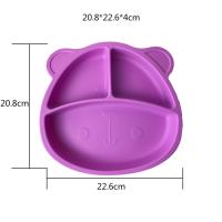 China Baby Feeding Plate Set Silicone Customized Sizes Purple Bear Shape Eco Friendly Soft for sale