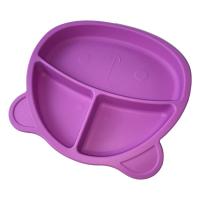China Baby Feeding Plate Set Silicone Customized Sizes Purple Bear Shape Eco Friendly Soft for sale