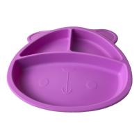 China Baby Feeding Plate Set Silicone Customized Sizes Purple Bear Shape Eco Friendly Soft for sale
