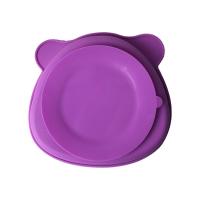 China Baby Feeding Plate Set Silicone Customized Sizes Purple Bear Shape Eco Friendly Soft for sale