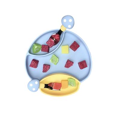 China Safety Durable Silicone Baby Tray Feeding Plate With Spoon And Fork for sale